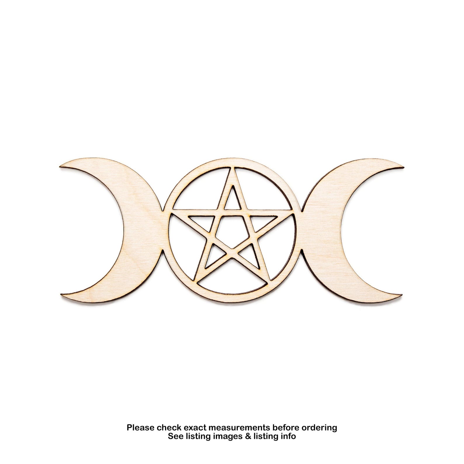 Triple Moon Pentagram Blank Wood Cutout - Laser Cut Unfinished Craft ...