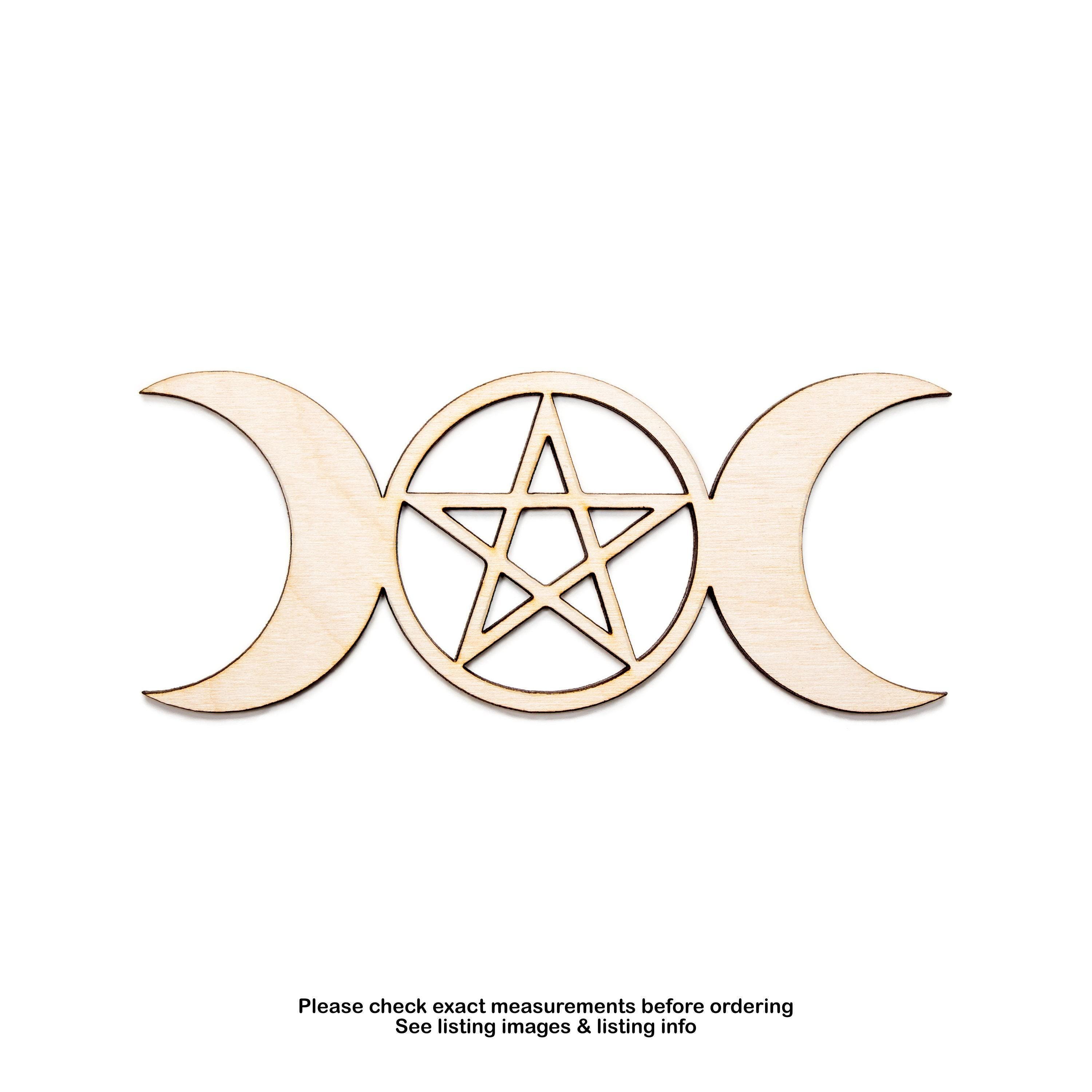 Triple Moon Pentagram Blank Wood Cutout - Laser Cut Unfinished Craft ...