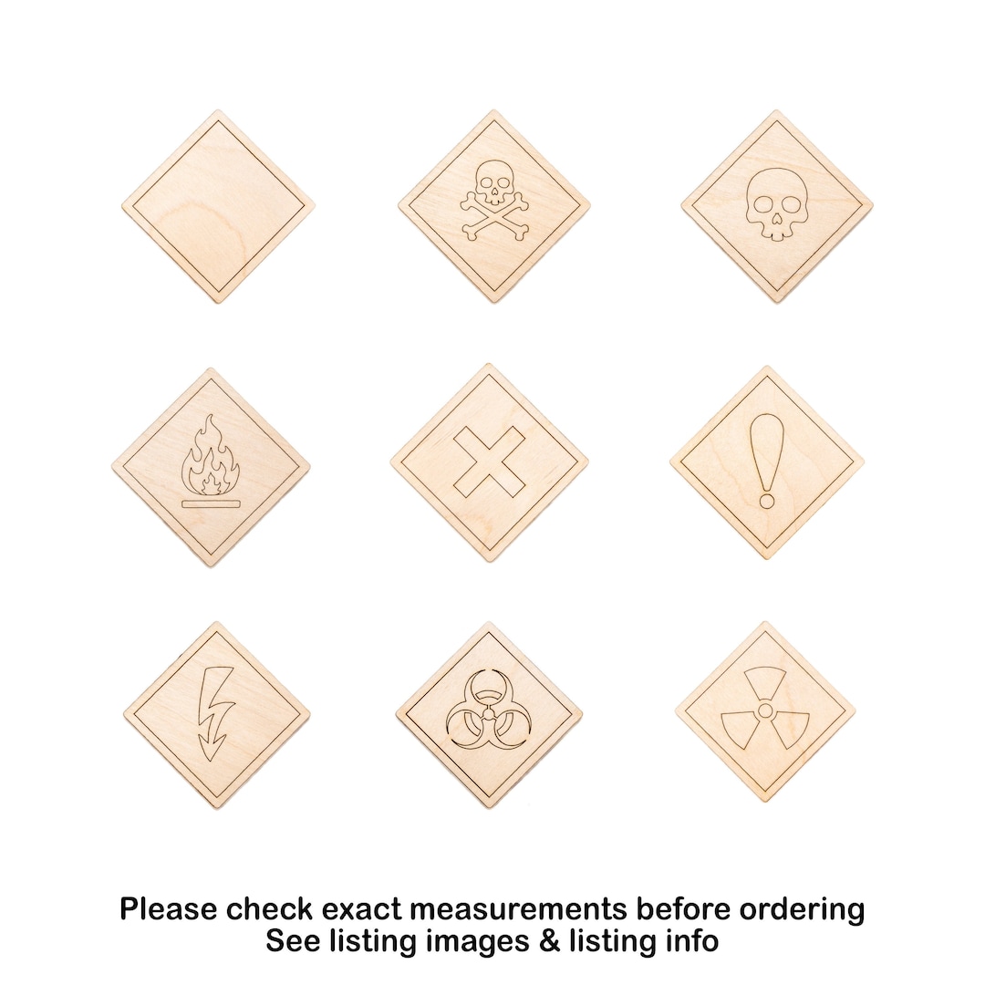 Hazard Signs Diamond Detail Wood Cutout-industrial Theme Decor-various ...