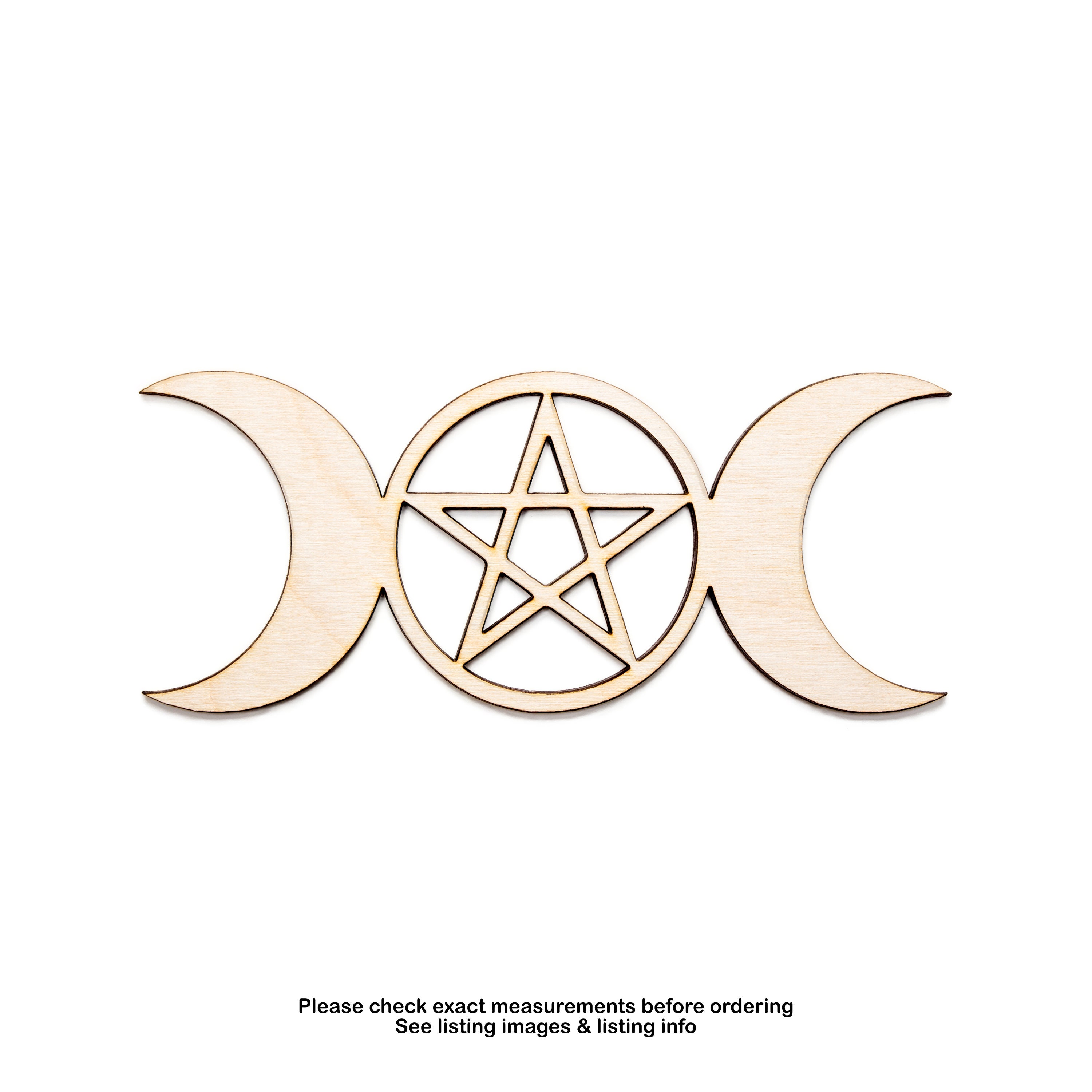 Triple Moon Pentagram-blank Wood Cutout-triple Moon - Etsy UK
