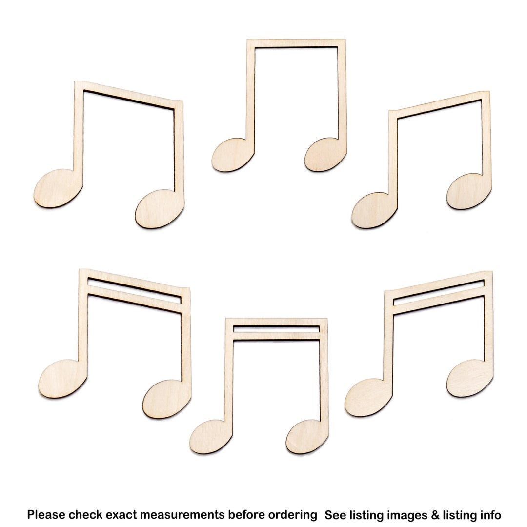 Music Notes Wood Cutout - Laser Cut Unfinished Craft Shape - Multiple ...