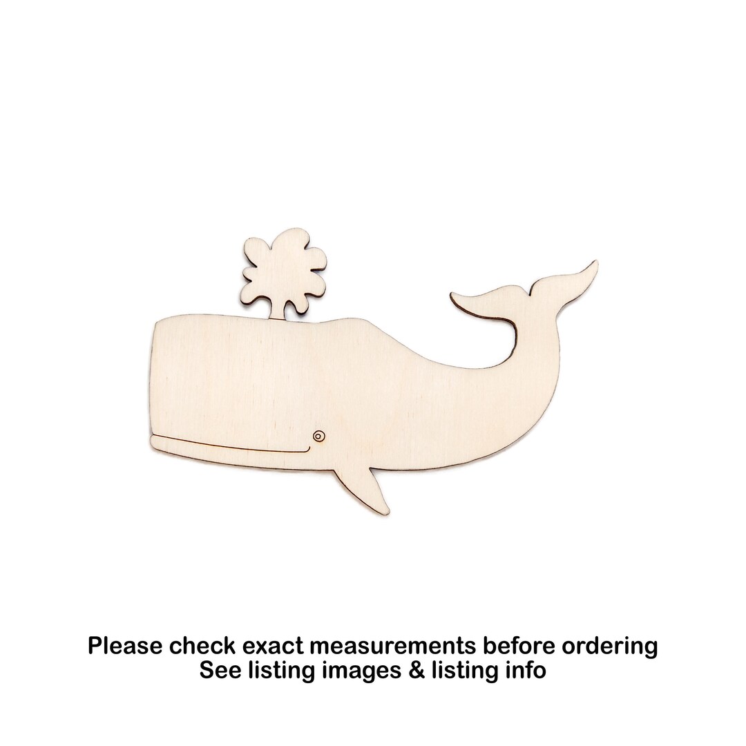 Cute Sperm Whale With Spout Detailed Wood Cutout - Laser Cut Unfinished ...