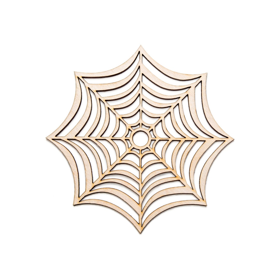 Spider Web-round-wood Cutout-spider Web Wood Decor-geometric Web ...