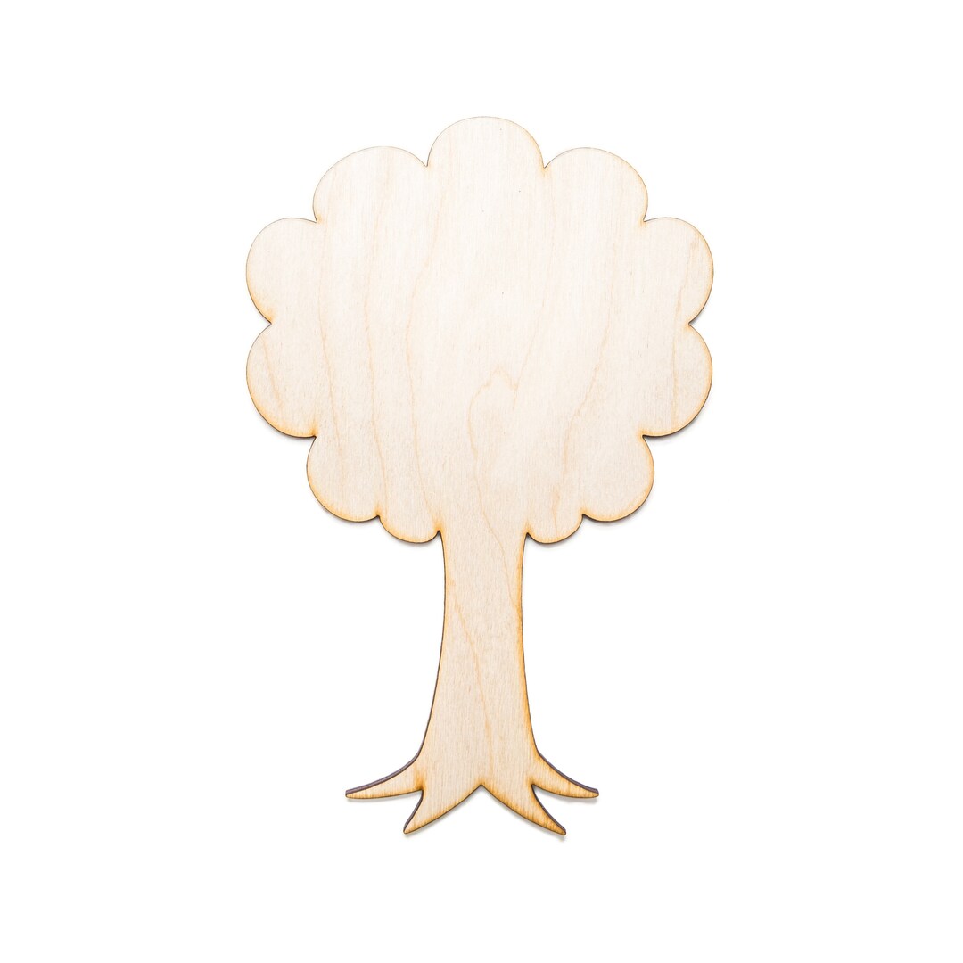 Cute Tree Wood Cutout-fluffy Tree Design-various Sizes-kids Decor-wood ...