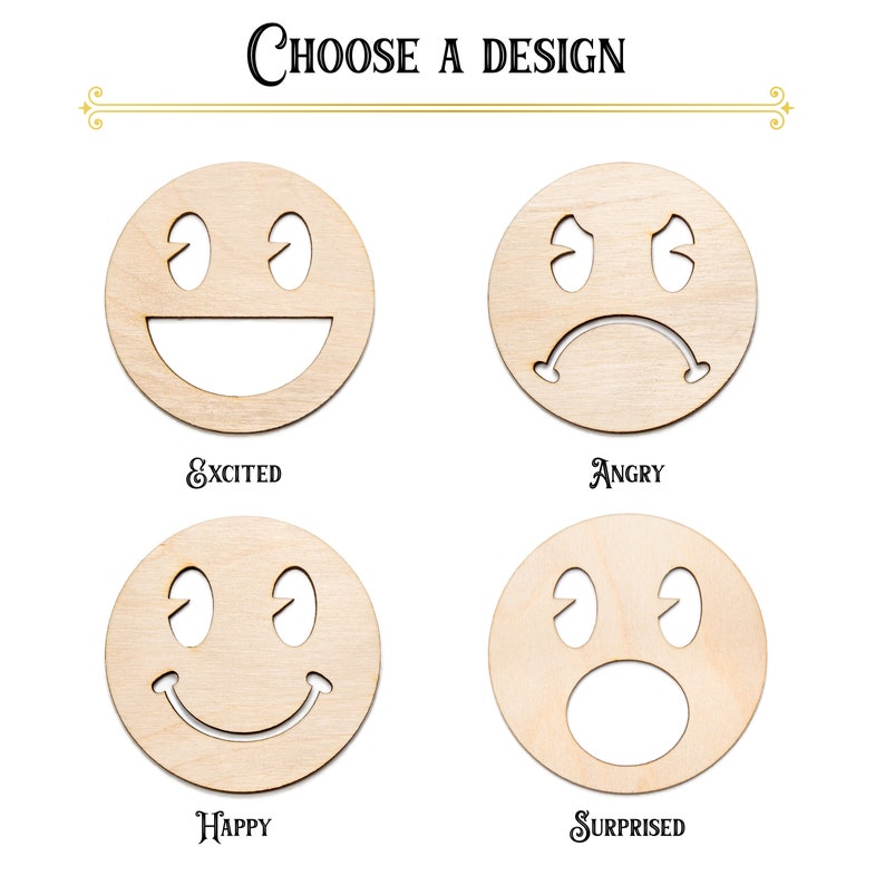 Happy Face-wood Cutout-retro Style-face Expressions-various - Etsy