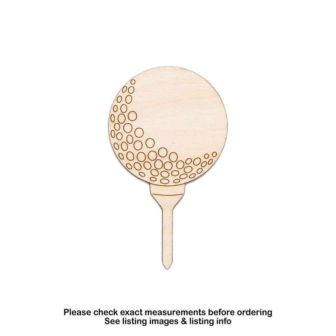 Golf Ball With Tee Detailed Wood Cutout - Laser Cut Unfinished Craft ...