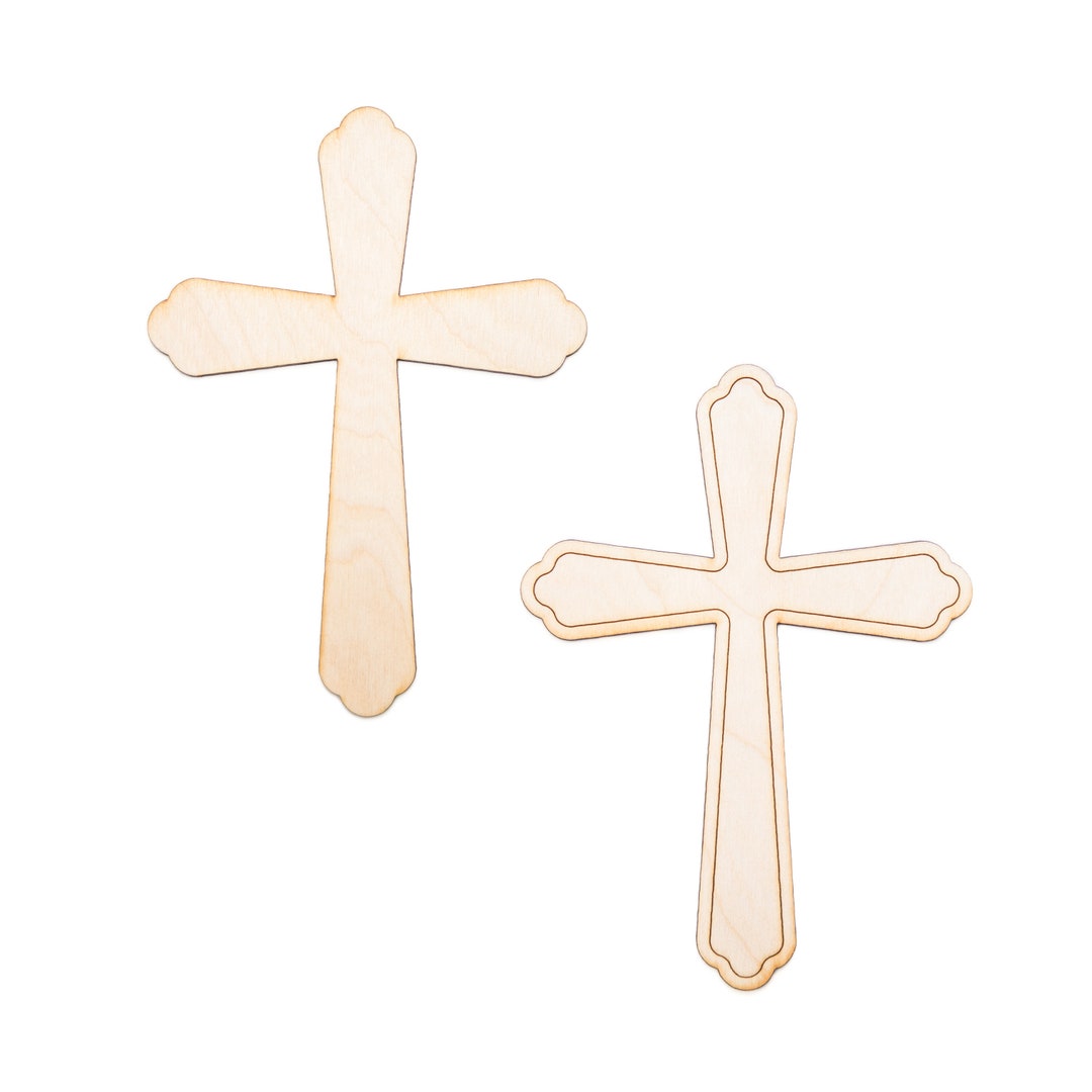 Wood Cross With Budded Edges Cutout-religious Cross-wooden Cross Shape ...