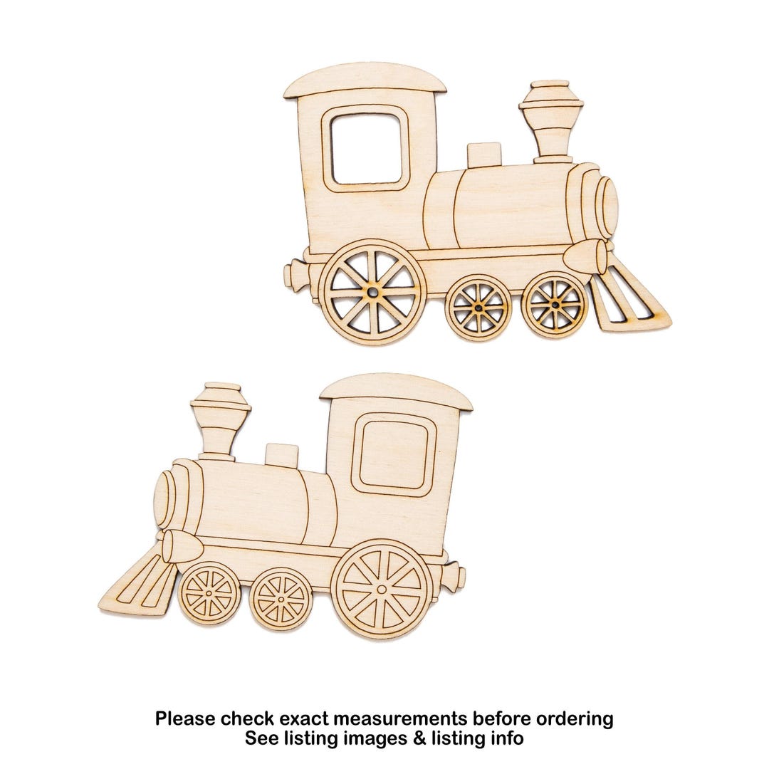 Train Detailed Wood Cutout - Laser Cut Unfinished Craft Shape ...
