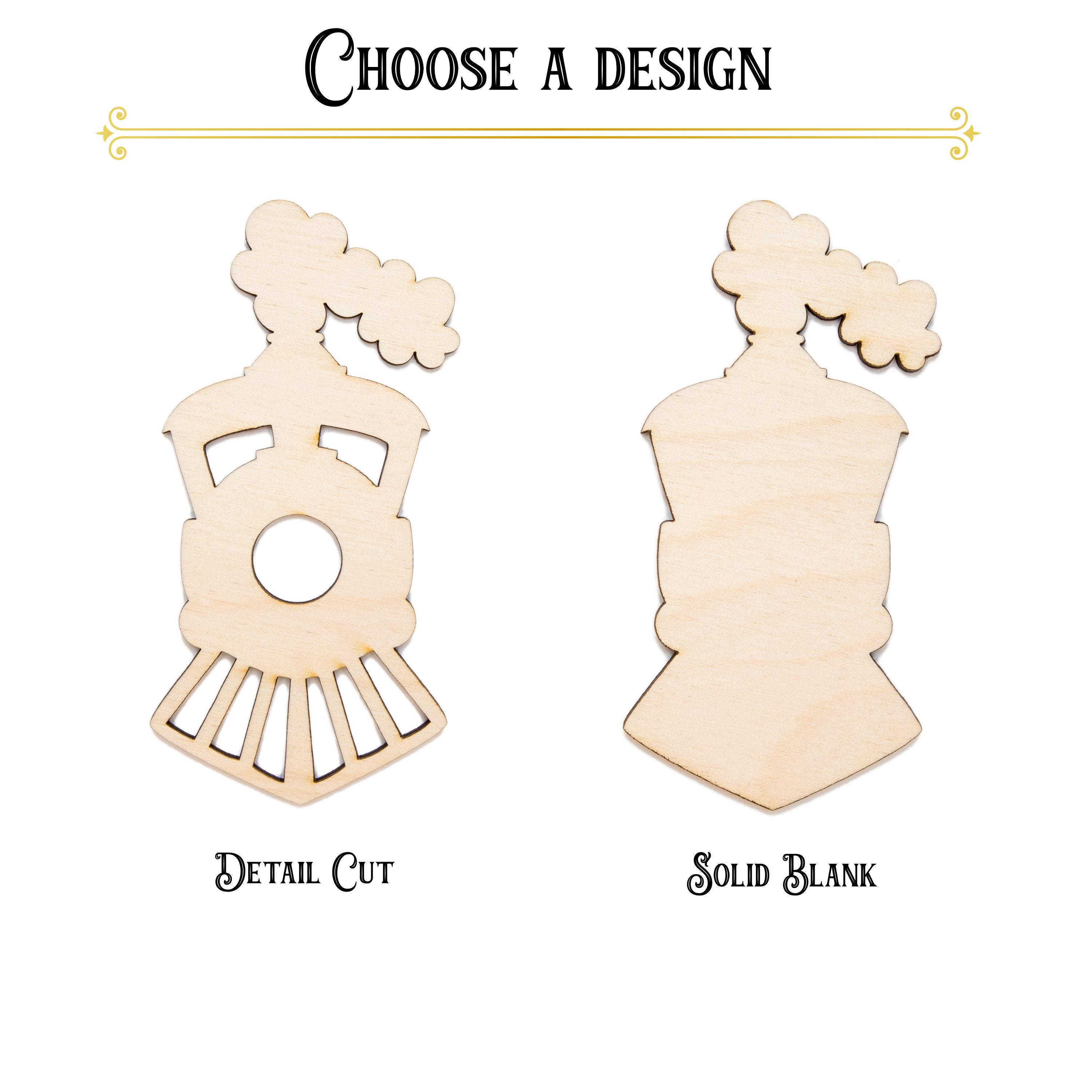 Train With Steam Blank Wood Cutout-front View-steam Train-two Design ...