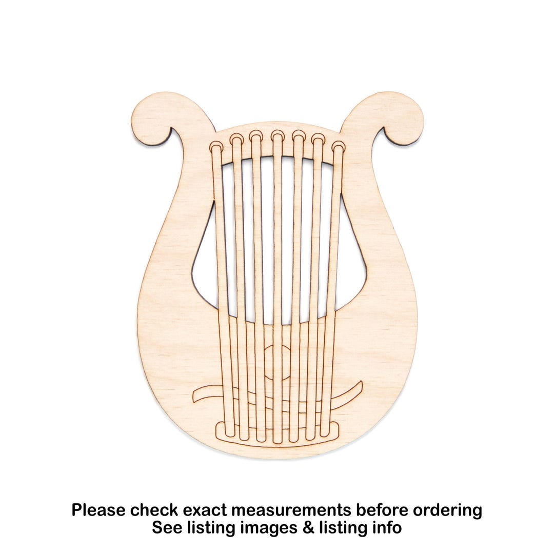 Lyre Harp Wood Cutout - Laser Cut Unfinished Craft Shape - Multiple ...