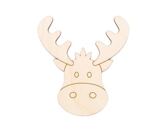 Moose Head With Big Nose, Unfinished Wooden Craft Shape, Wall Decor ...