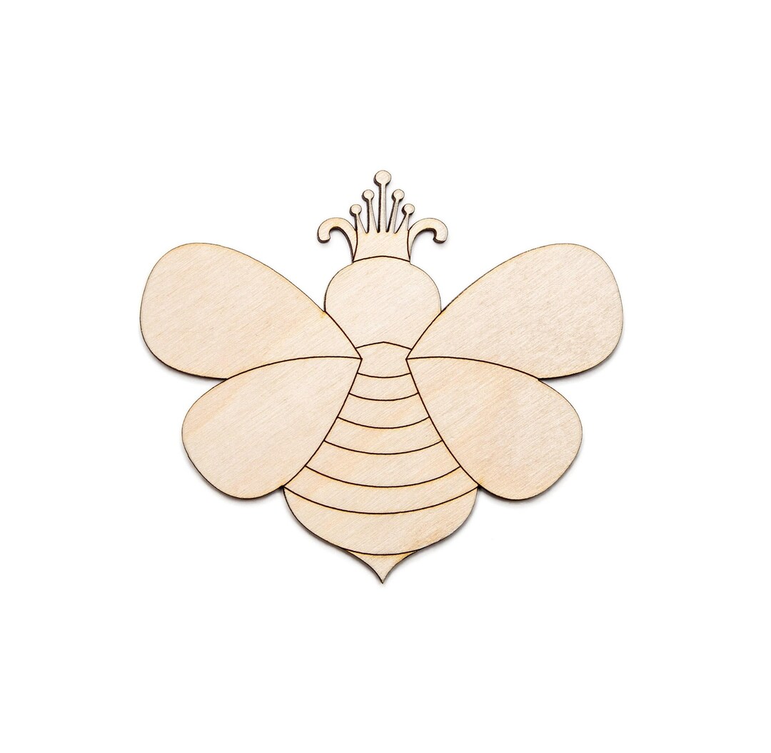 Queen Cute Bee Wood Cutout - Laser Cut Unfinished Craft Shape ...