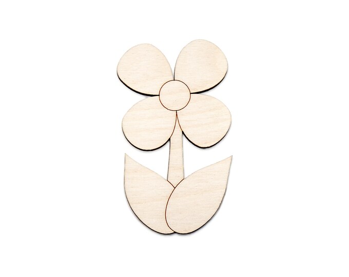 Large 1222 Wood Flower Daisy Cutout Wood Flower Decor Flower Vase Craft ...