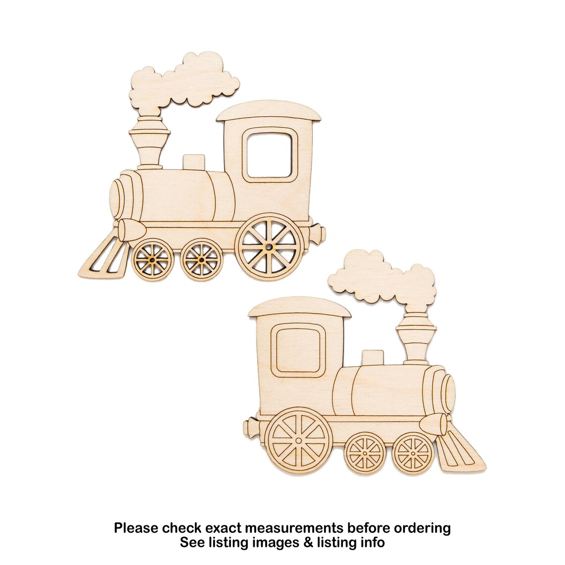 Steam Train Side View Detailed Wood Cutout - Laser Cut Unfinished Craft ...