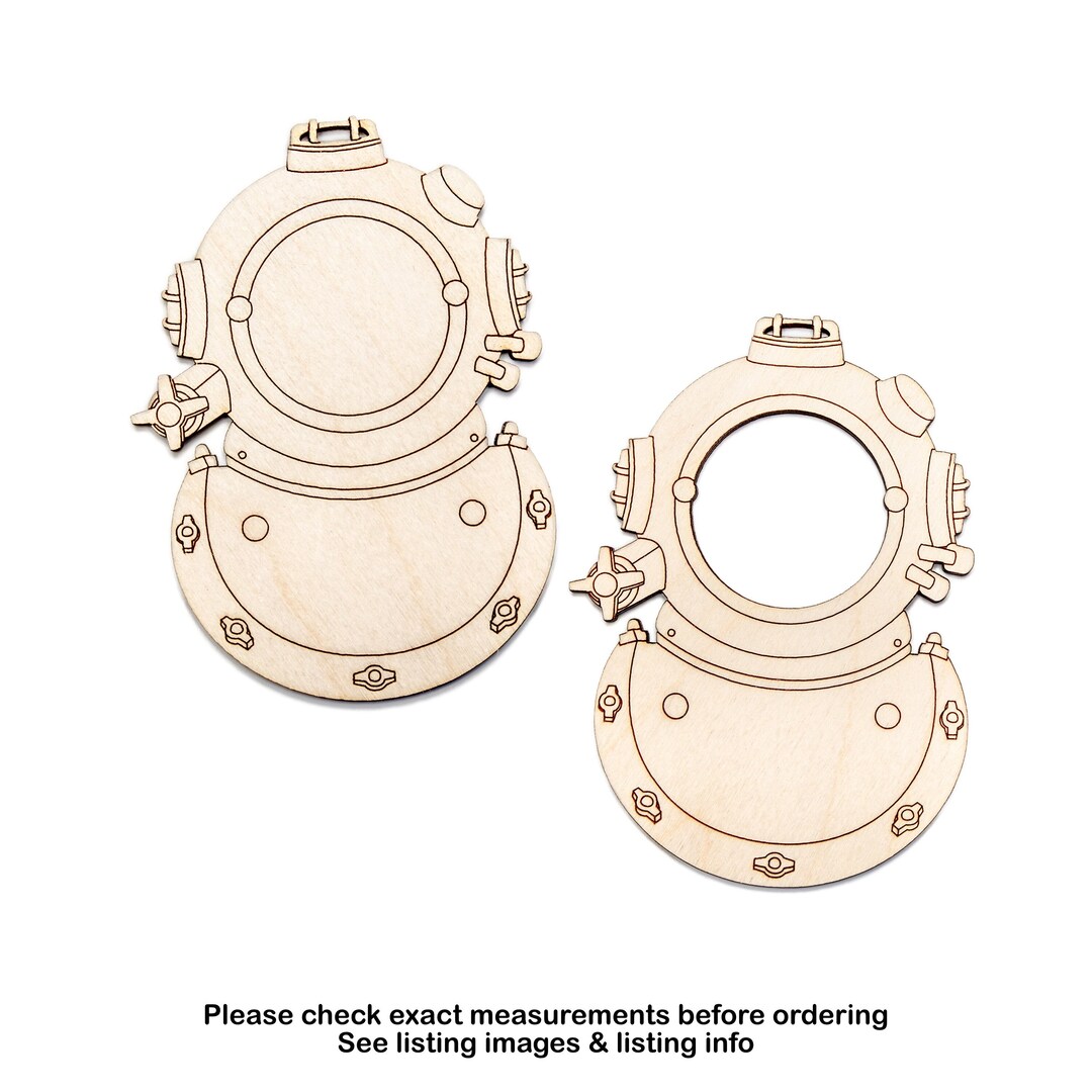 Vintage Diver Helmet-detail Wood Cutout-underwater Helmet-two Design ...