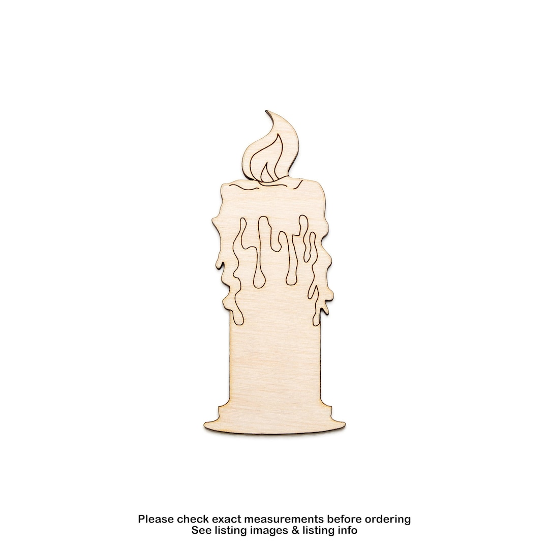 Lit Candle-single-detail Wood Cutout-various Sizes-halloween Decor-diy ...