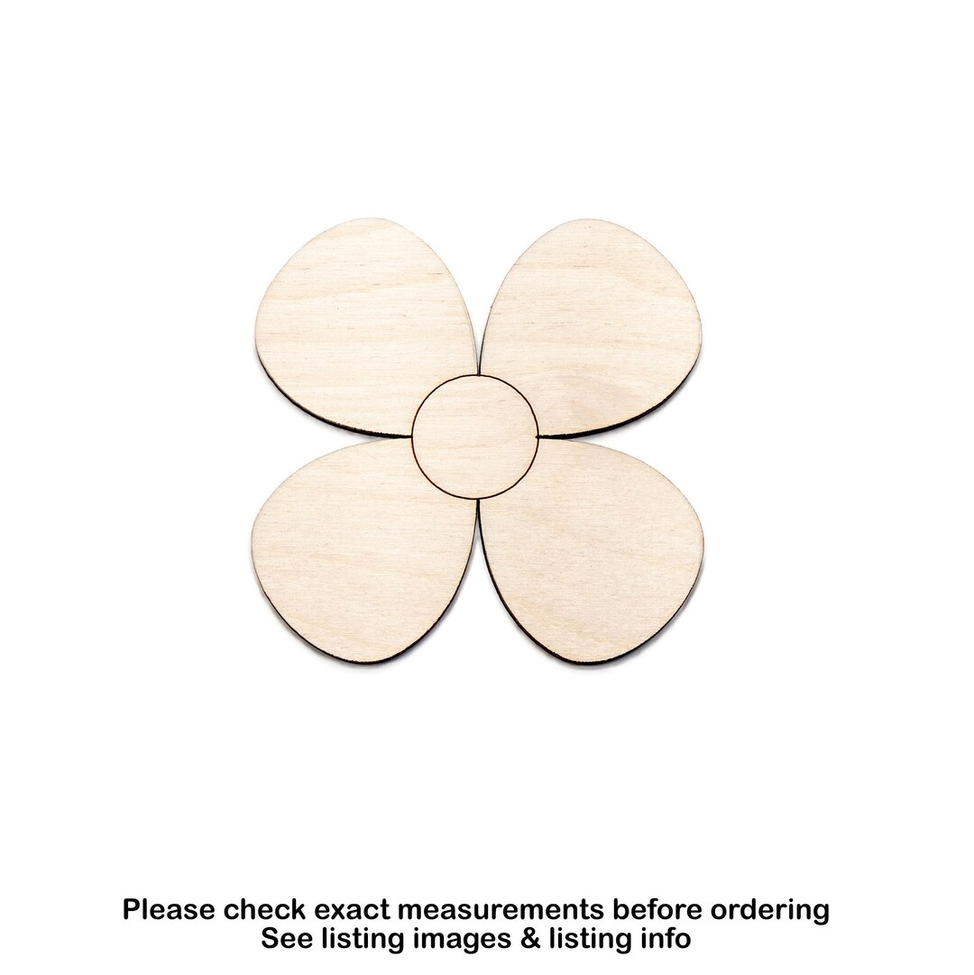 Cute Flower Four Petals-wood Cutout-flower Head-floral Wood Decor ...
