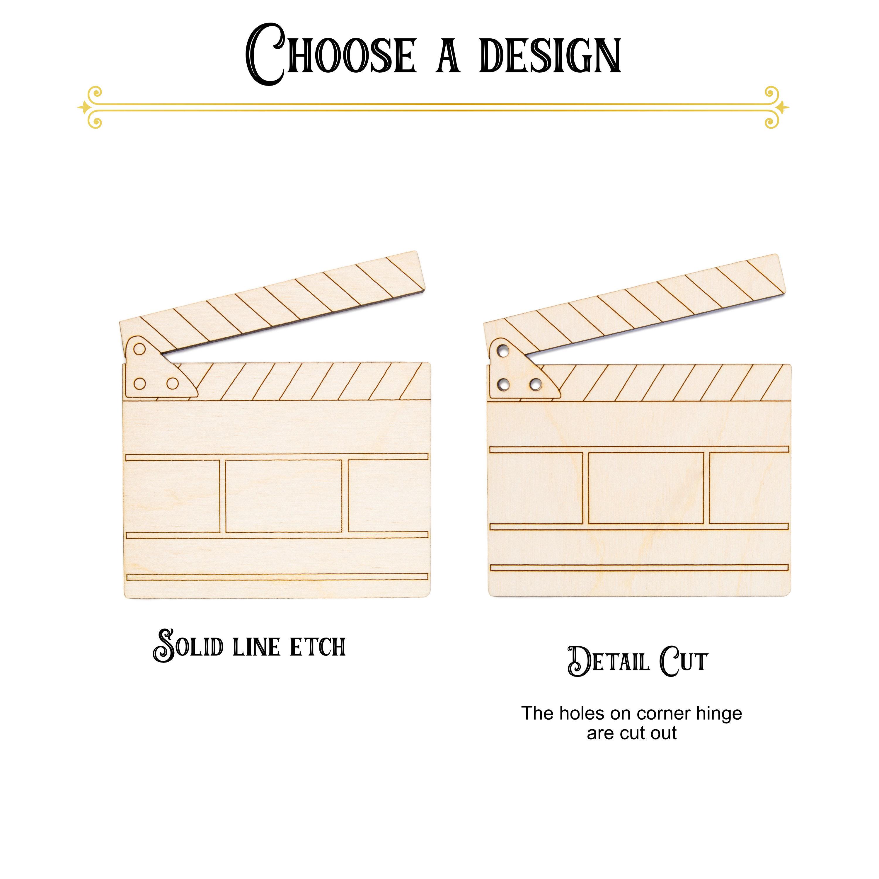 Film Clapper Board Detailed Wood Cutout - Laser Cut Unfinished Craft ...