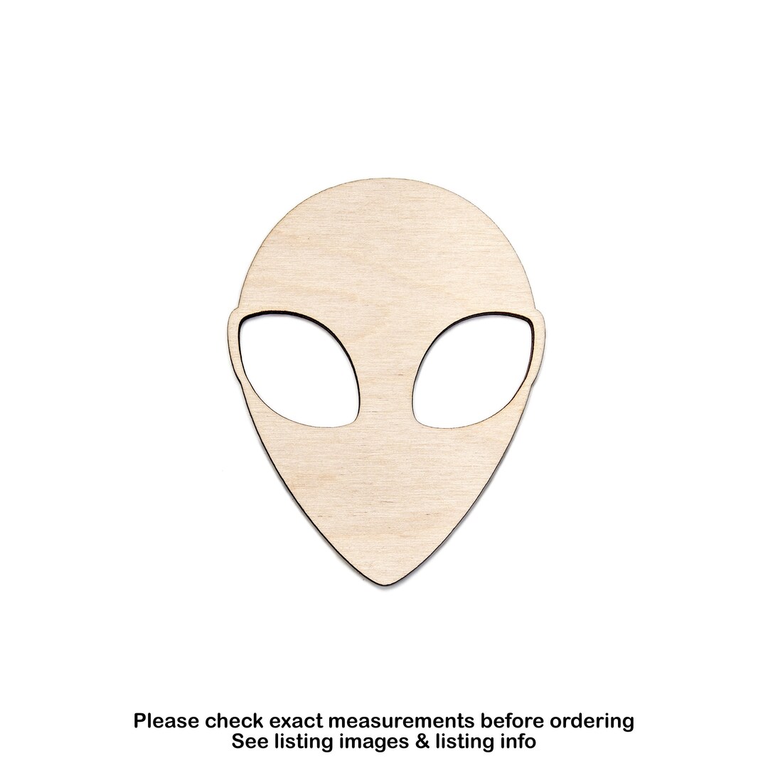 Alien Head-detail Cut Wood Cutout-space Alien Decor-various Sizes-diy ...
