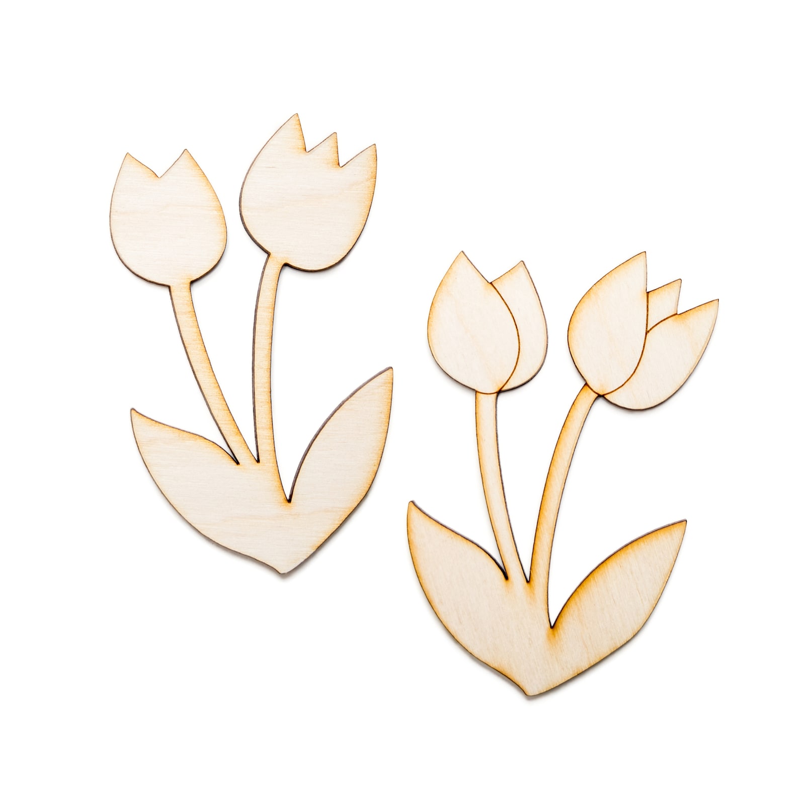 Tulips Two-wood Cutout-floral Wood Decor-two Design - Etsy