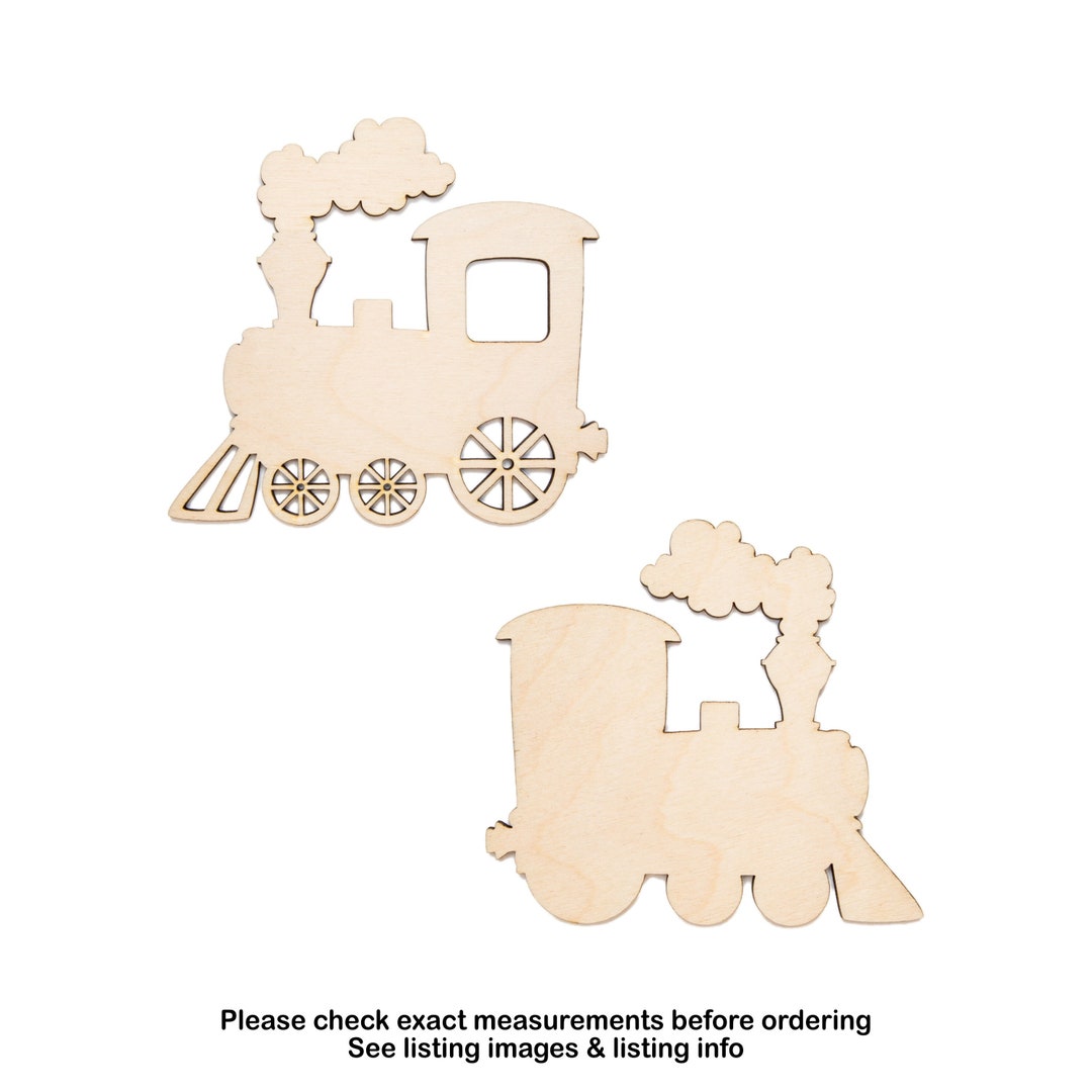 Train With Steam Blank Wood Cutout-side View-various Sizes-diy Crafts ...