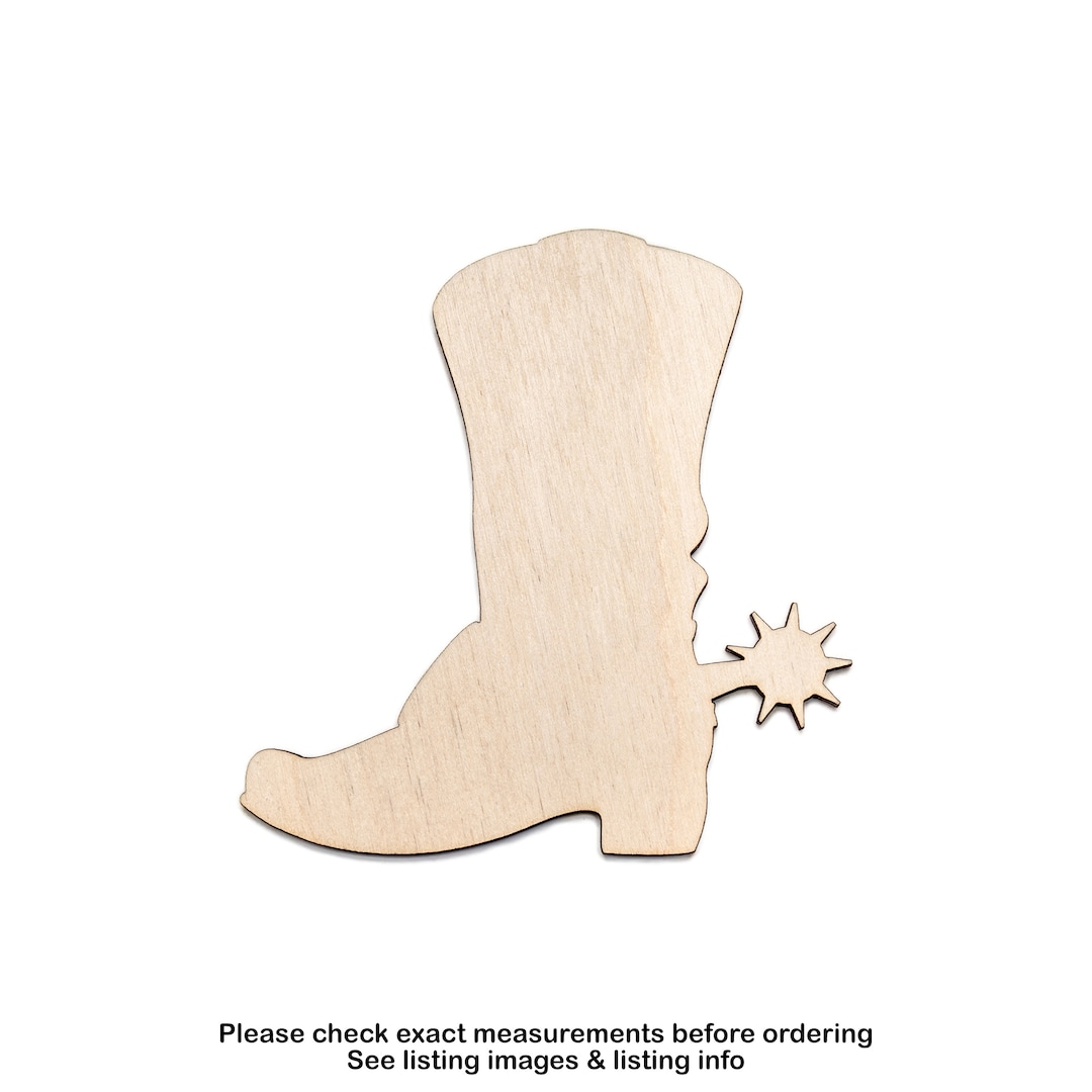 Cowboy Boot With Spur-blank Wood Cutout-riding Boots-western Decor ...