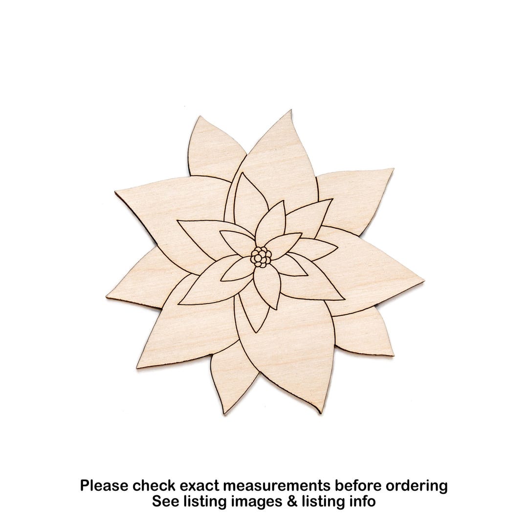 Poinsettia Flower Detail Wood Cutout-floral Wood Decor-various Sizes ...