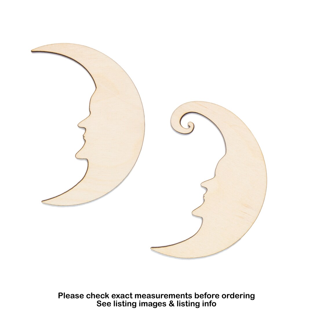 Crescent Moon Face Blank Wood Cutout-moon Decor-goodnight Theme-various ...