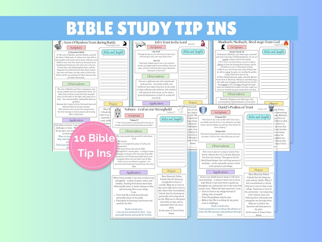 Trusting God Bible Study Tip-ins Printable | Christian Journaling ...
