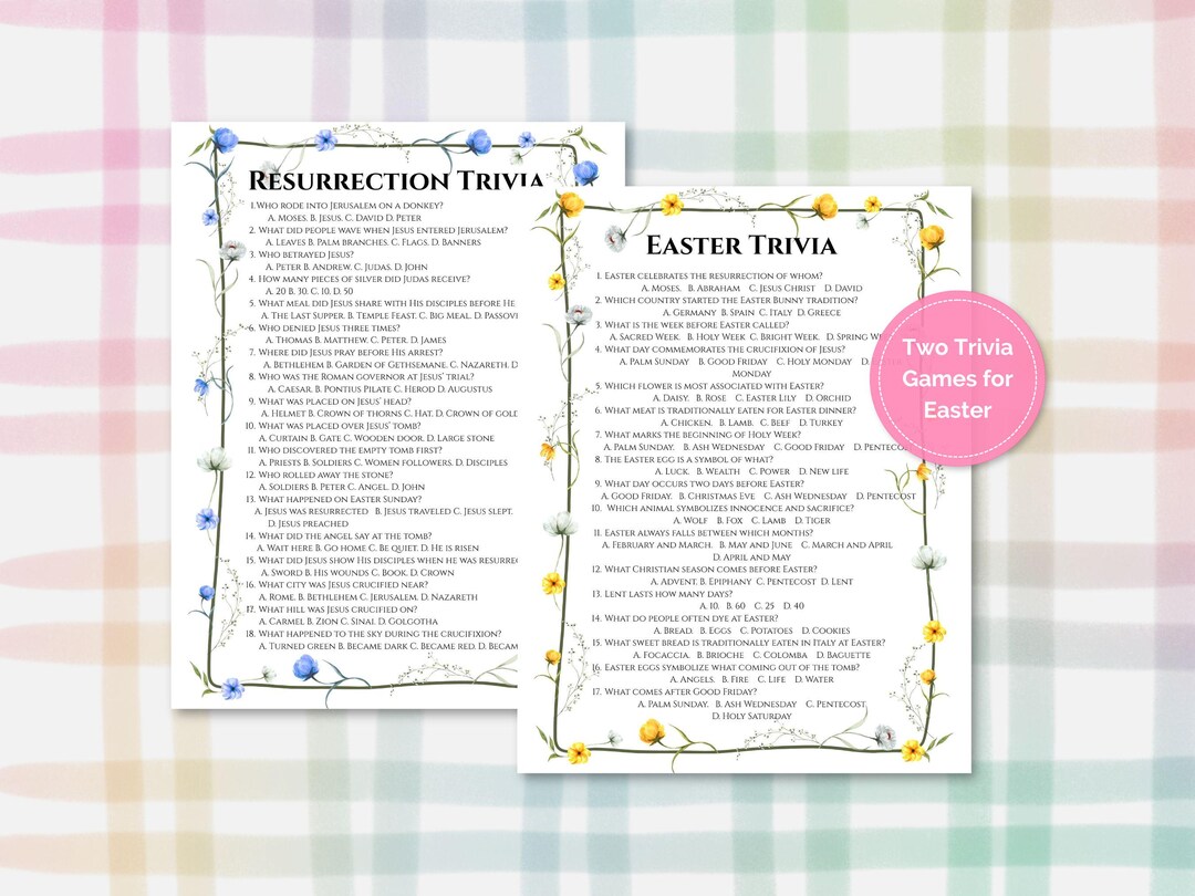 Christian Easter Trivia Game Printable | Bible Resurrection Trivia ...