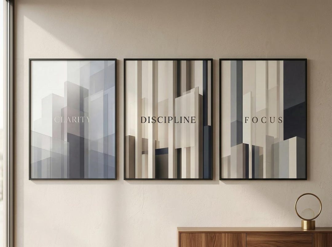 Set of 3 Executive Office Wall Art Prints – CLARITY, DISCIPLINE, FOCUS ...