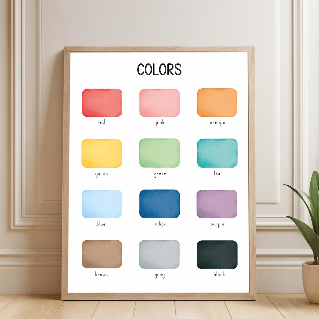 Watercolor Colors Poster, Playroom Educational Art (digital Download ...
