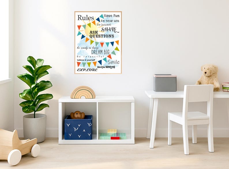 Classroom Rules Poster, Kids Room Decor, Montessori Art (digital ...