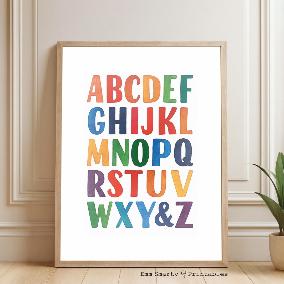 Watercolor Alphabet Print: Rainbow Abcs, Kids Room Decor (digital ...