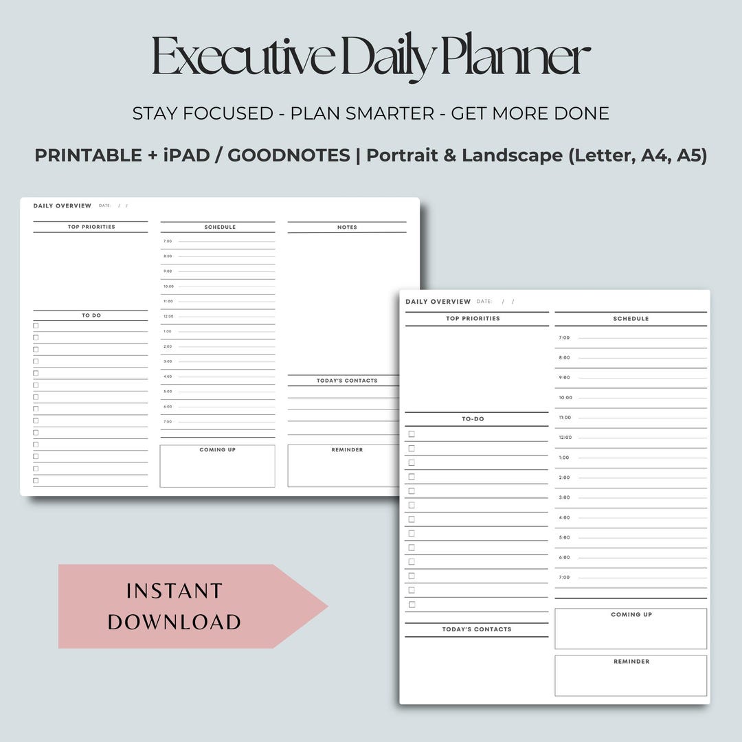 Executive Daily Overview | CEO Daily Overview | Productivity Planner ...
