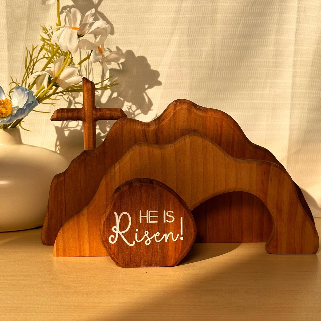 Wooden Easter Resurrection Set, He is Risen Empty Tomb Scene, Christian ...