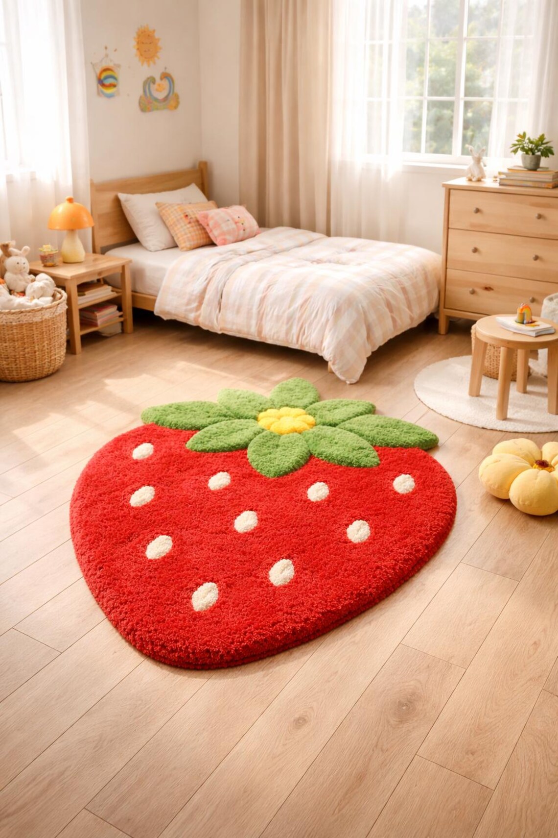 Handmade Strawberry Wool Rug | Tufted Kids Playroom Carpet - Etsy