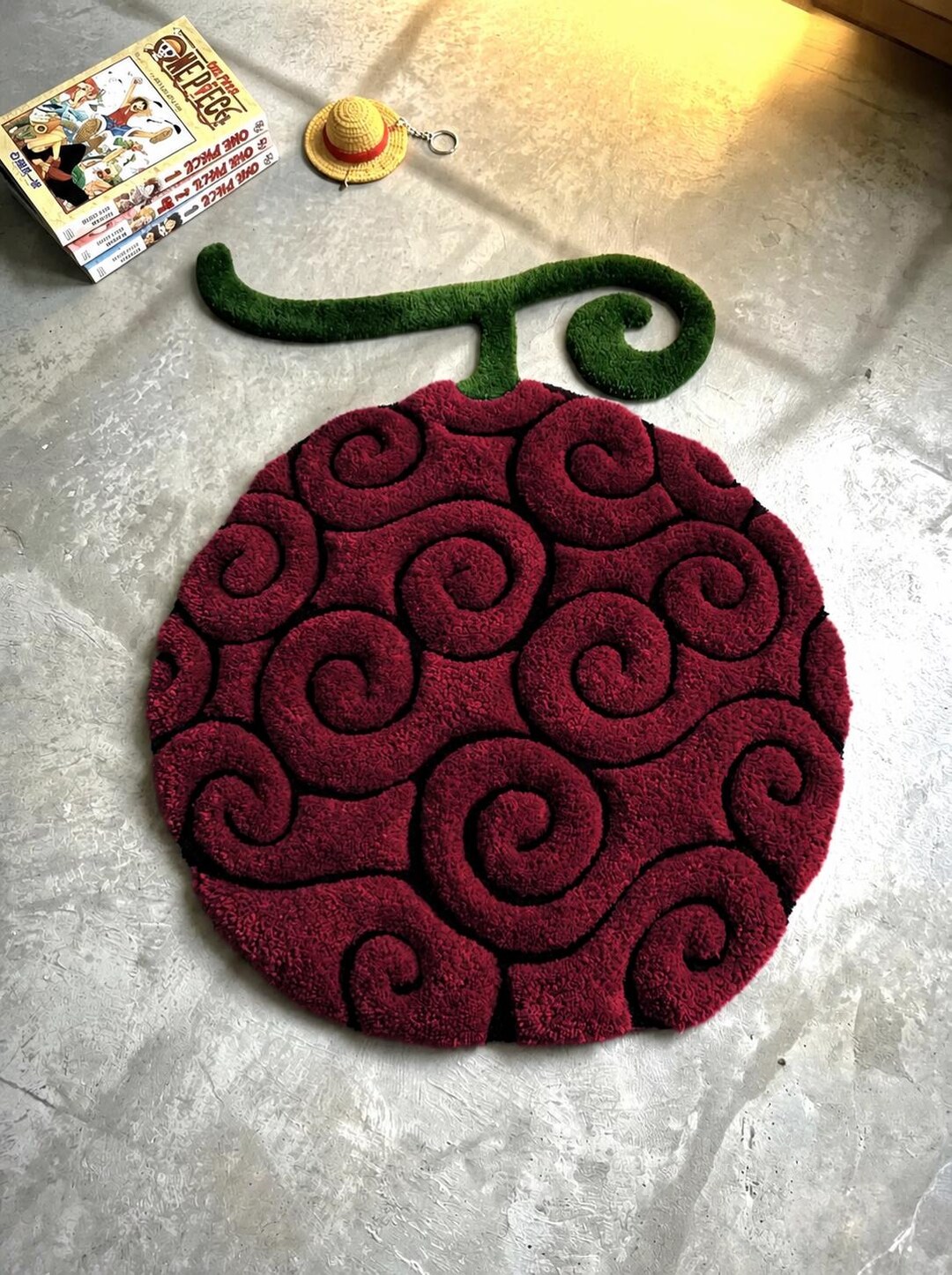 Handmade Devil Fruit Tufted Rug, Anime Inspired Swirl Carpet, Otaku ...