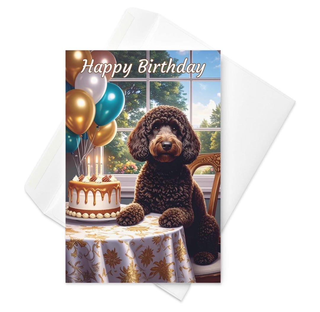 Chocolate Cockapoo Birthday Card (4 X 6") With Envelope, Cockapoo Happy ...