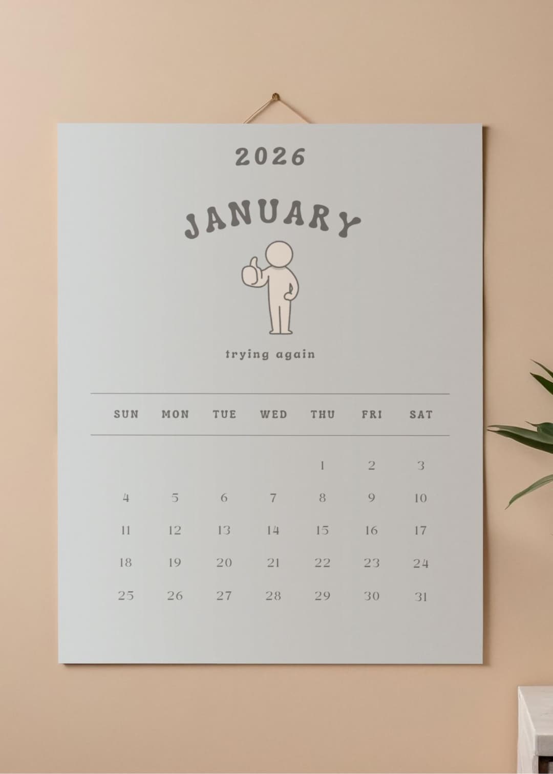 Funny 2026 Calendar | Minimal Humor | Printable Wall Calendar - Etsy