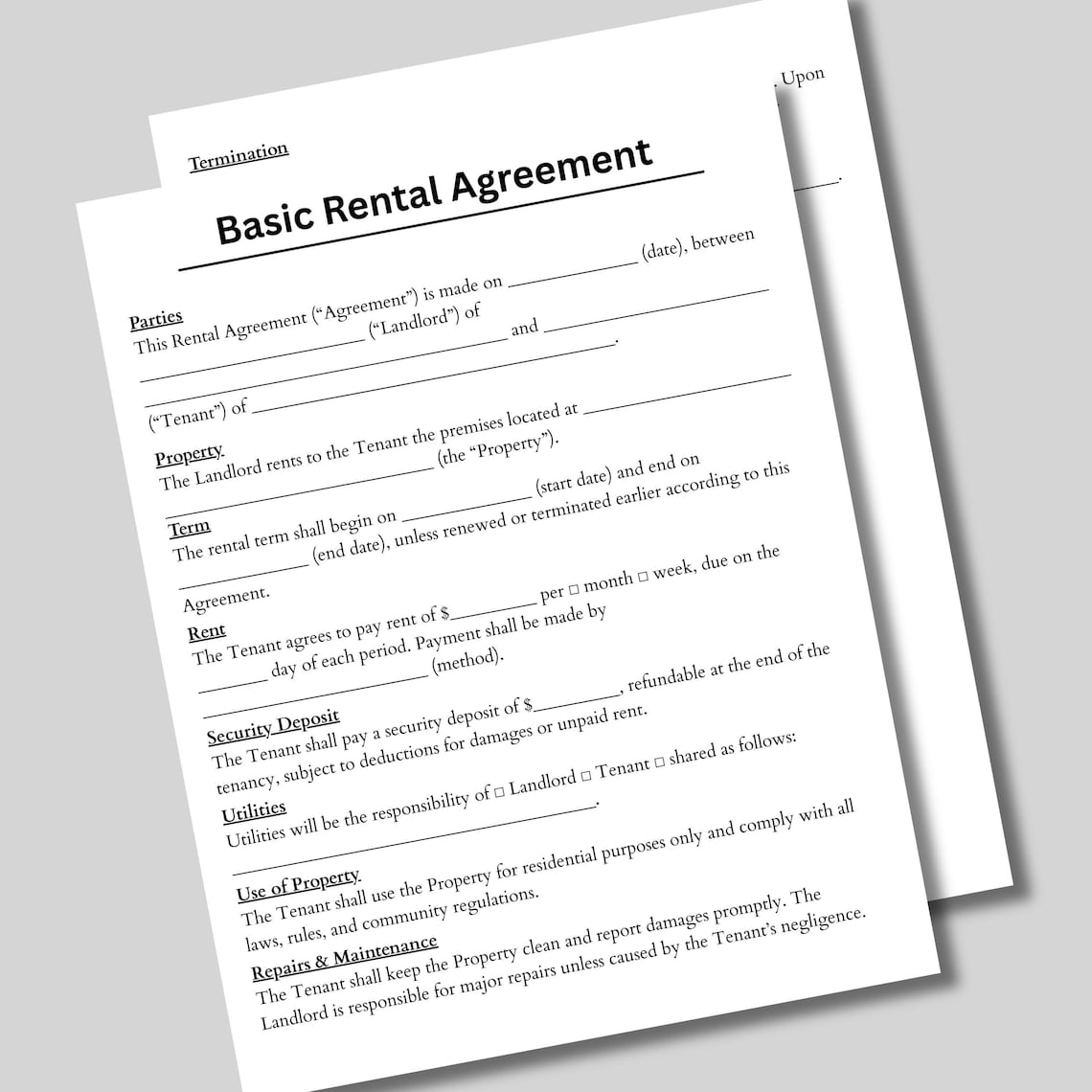 Basic Rental Agreement Pdf, Printable Agreements, Fillable Rental Form ...