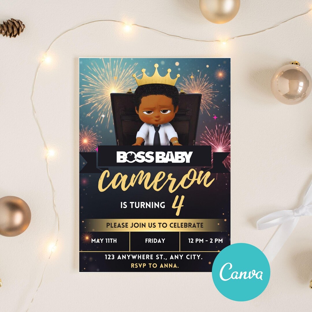Editable Baby Boss Boy Birthday Invitation | Boss Baby Party Invitation ...