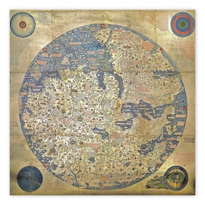 Old Map - World Map (1450) - Canvas - Fra Mauro, 103 - Etsy