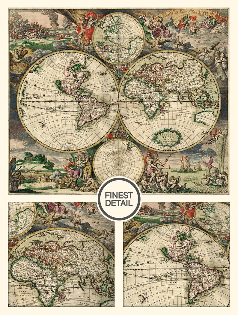 Old Map Historical World Maps 1689 Wall Art Prints - Etsy Canada