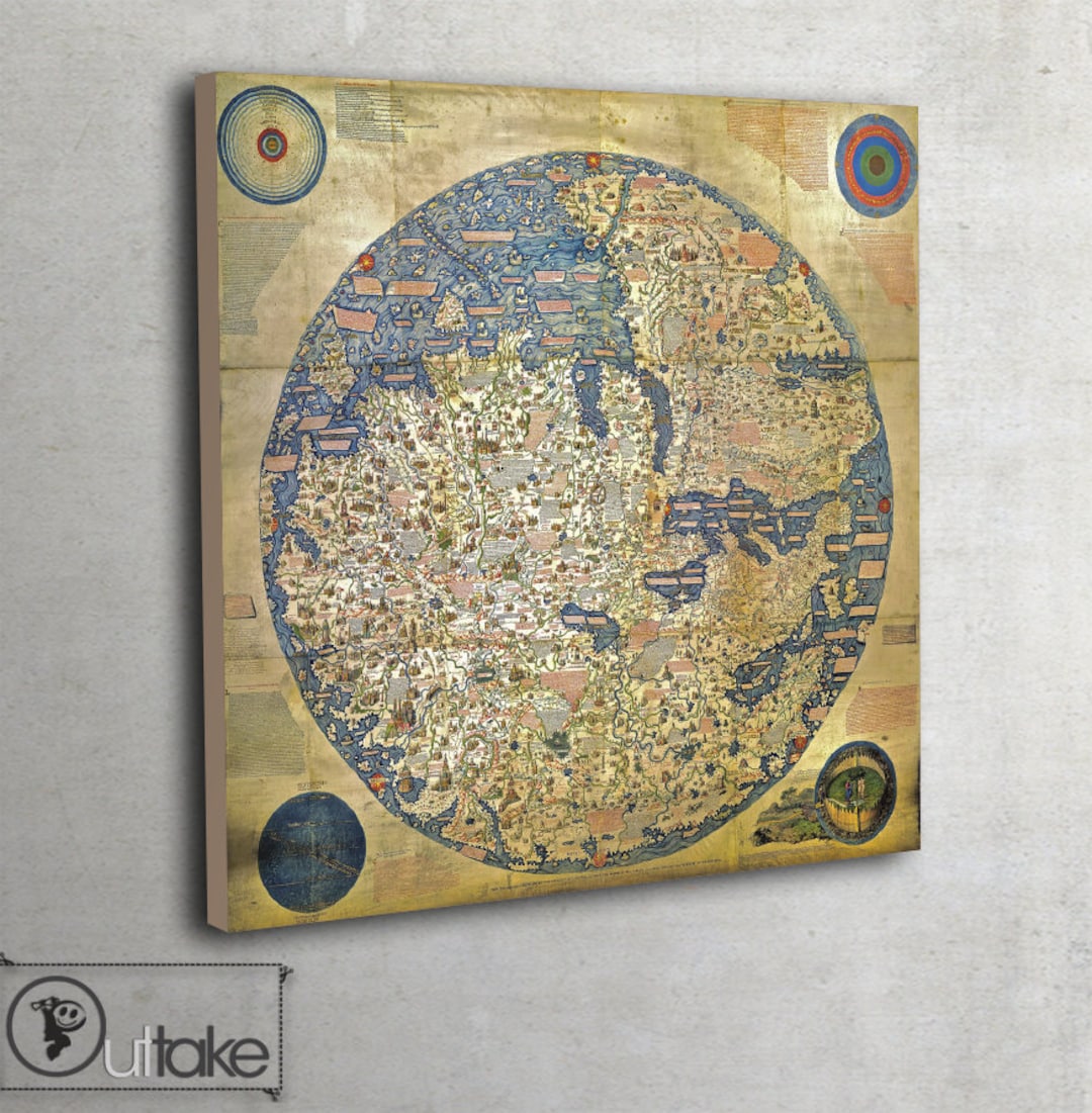 Old Map World Map 1450 Canvas Fra Mauro 103 - Etsy