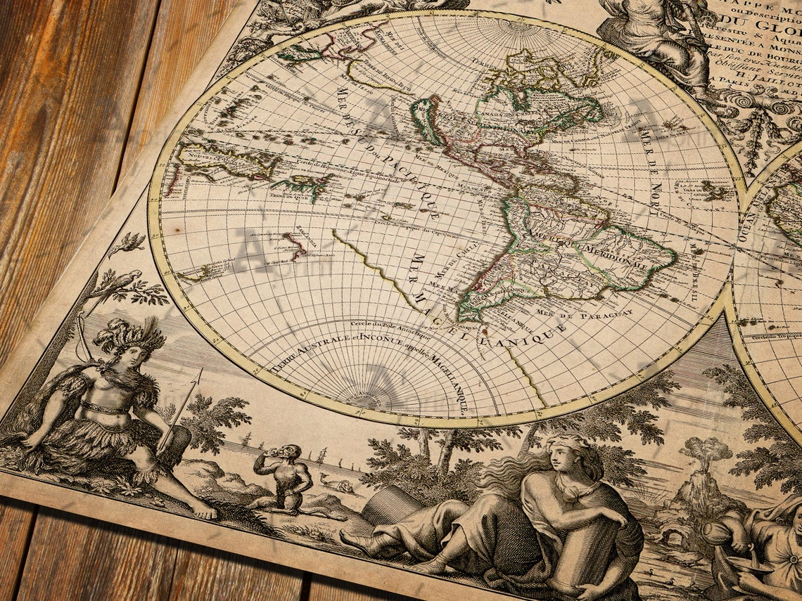 World map wall art World map 1694 Wall art prints | Etsy