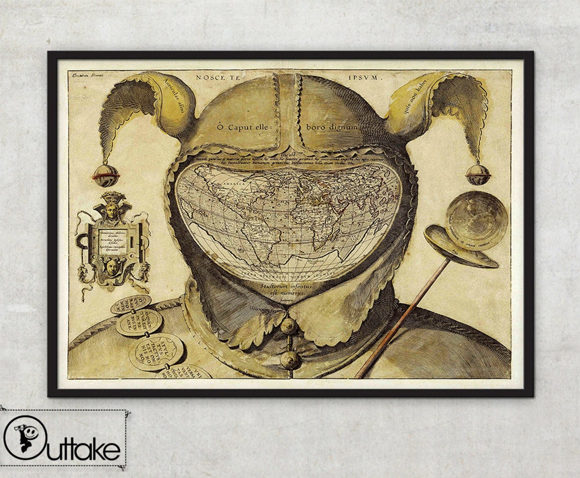 World Map Wall Art the Fools Cap Map of the World - Etsy
