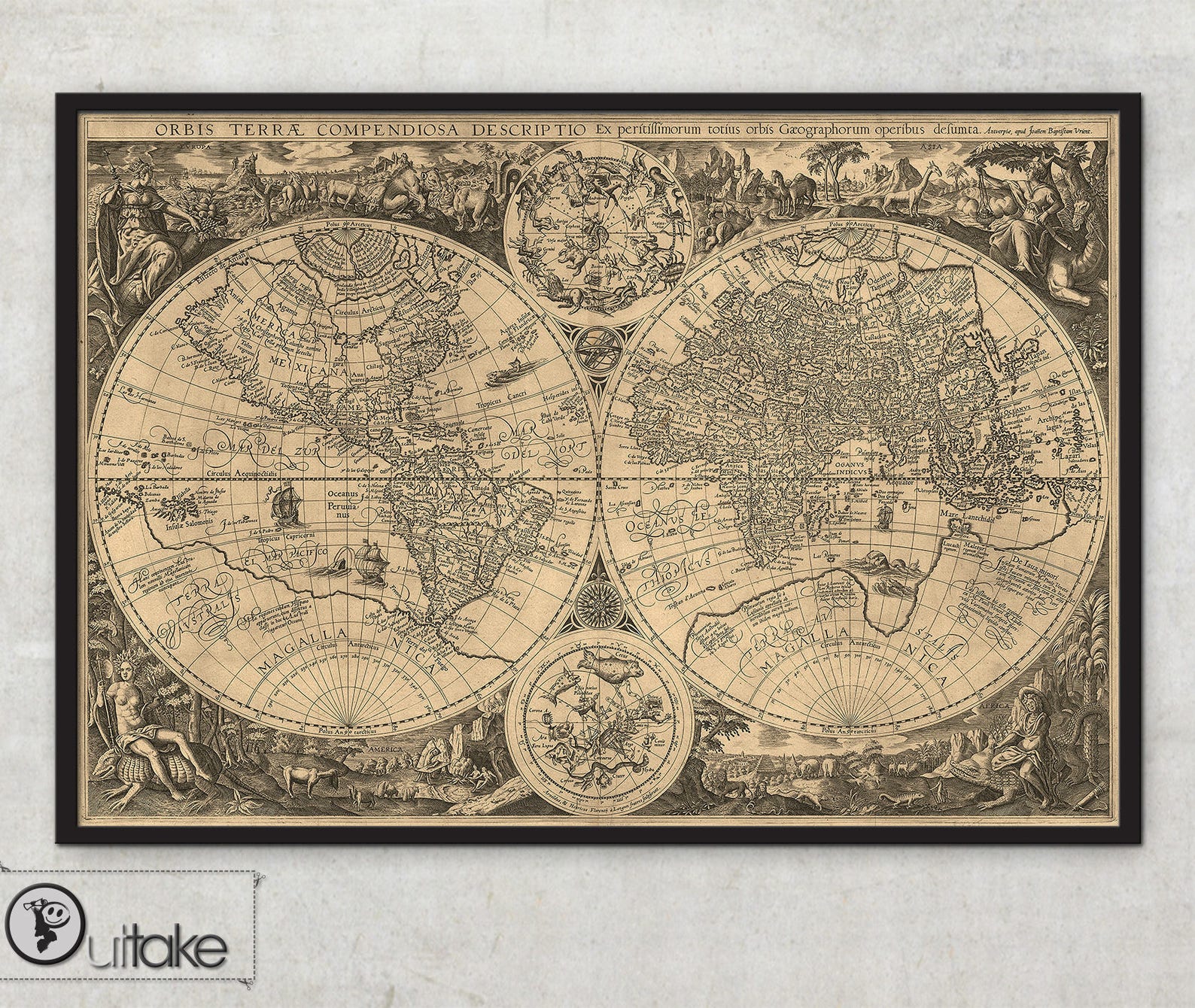 Old Map World Map 1596 Poster 024 - Etsy