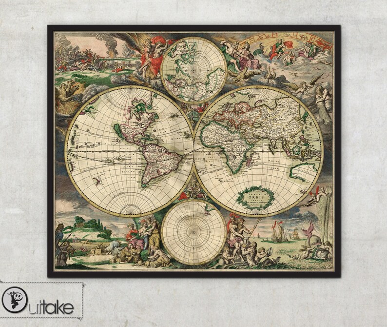 Old Map Historical World Maps 1689 Wall Art Prints - Etsy Canada