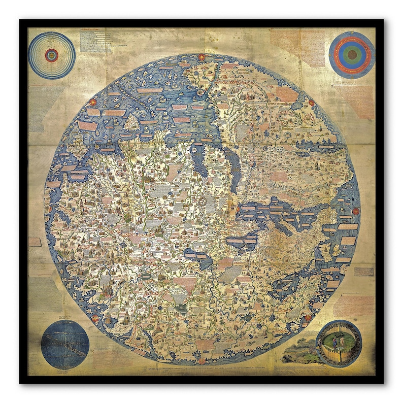 Fra Mauro Map - Old Map of the World 1450 - Detailed and Sharp Details ...